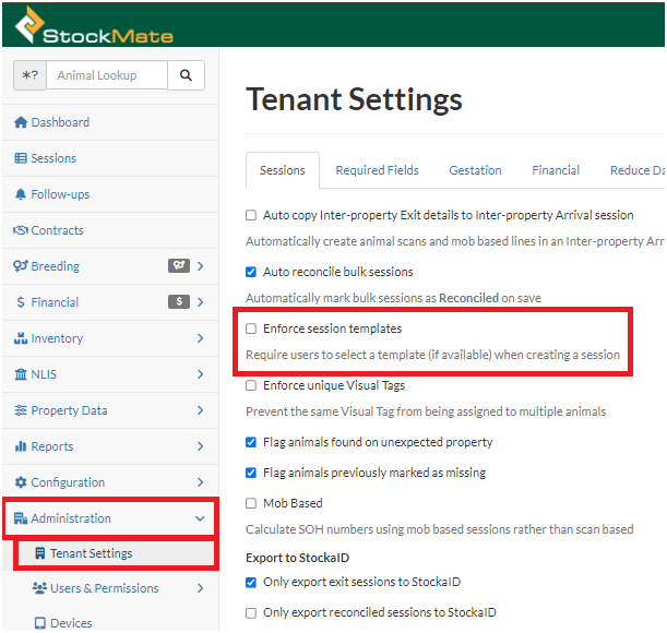 Session Templates (web)