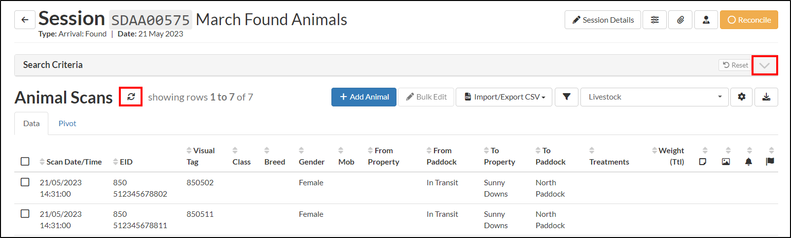 Edit Existing Session – using Bulk Edit (web)