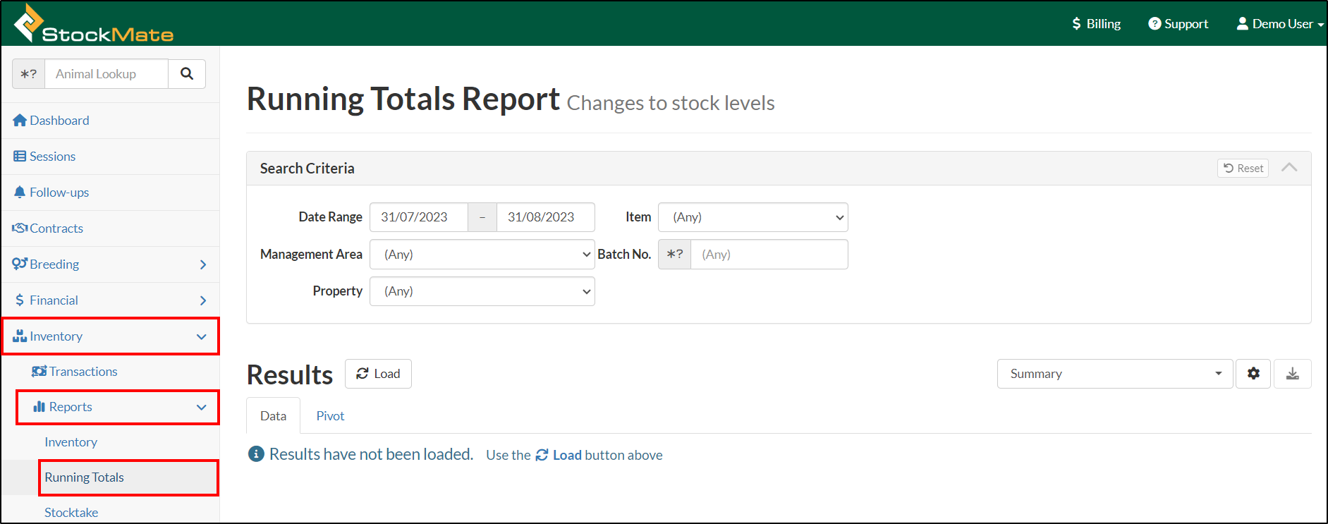 Inventory - Running Totals Report Inventory - Running Totals Report