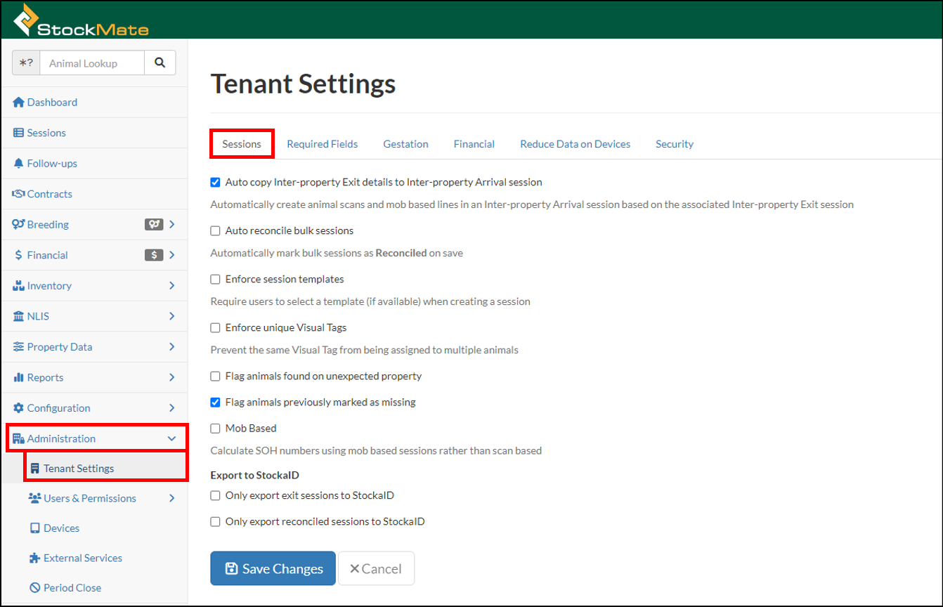 Tenant Settings (web)