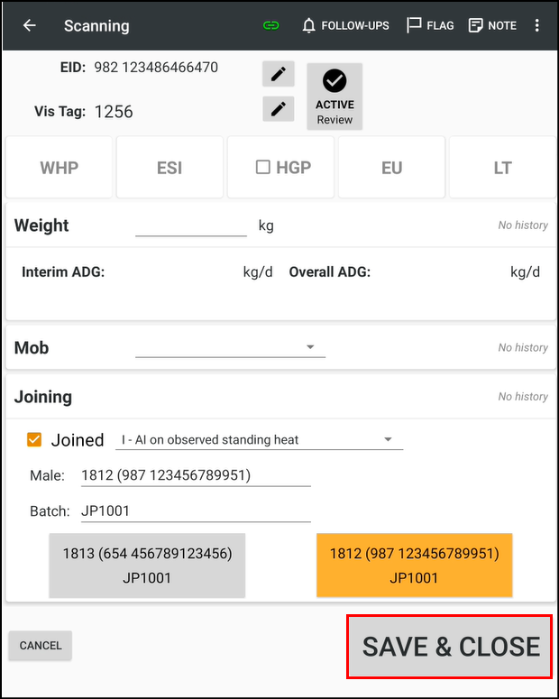 Joining Plan Scan Screen, Session Defaults, Reporting (web & app)