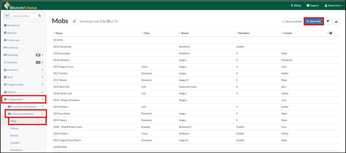 Setup Mobs (web & app)